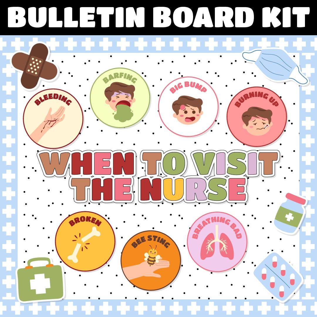 When to Visit the Nurse Bulletin Board Kit | School Nurse Health Office ...