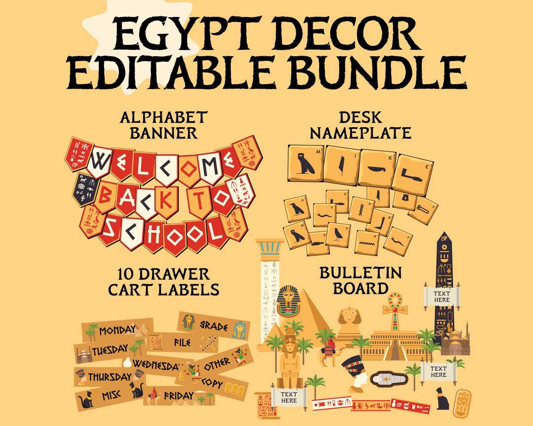 Egypt Decor Editable Bundle | Egypt Classroom Decor and Door Decor ...