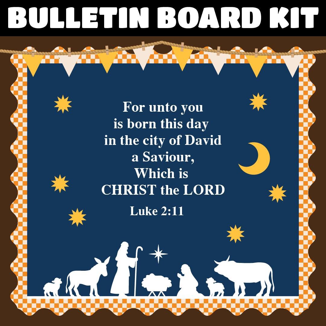 Nativity Bulletin Board Kit | Christian Classroom Decor | Bible Verse ...