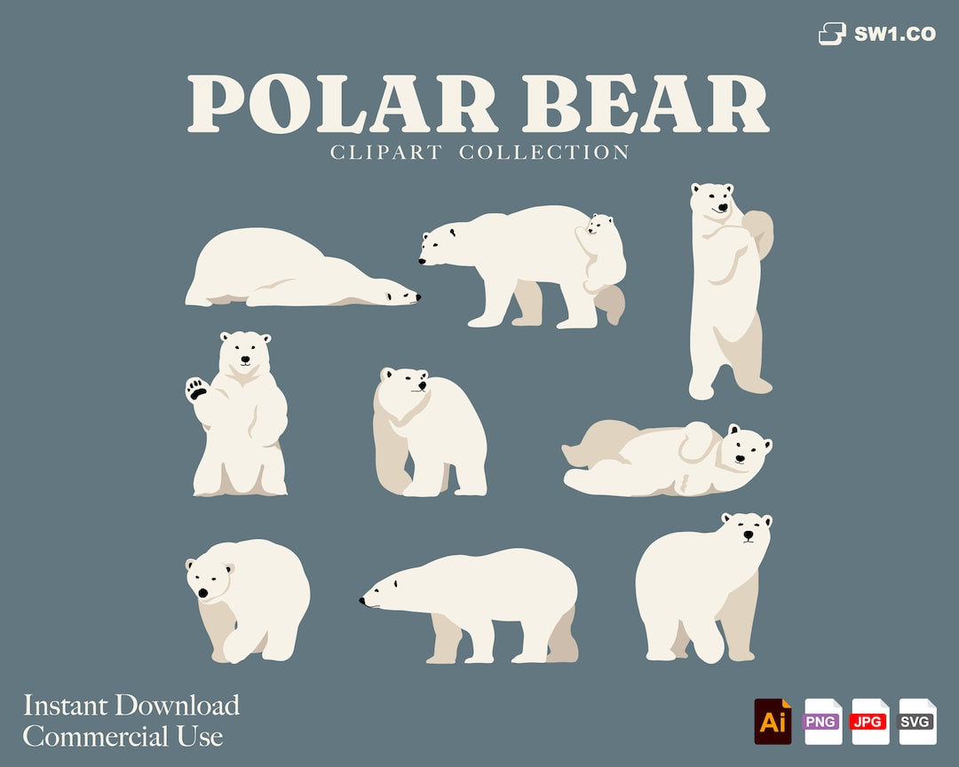 Polar Bear Clipart Bundle | INSTANT DOWNLOAD | Commercial Use | Polar ...