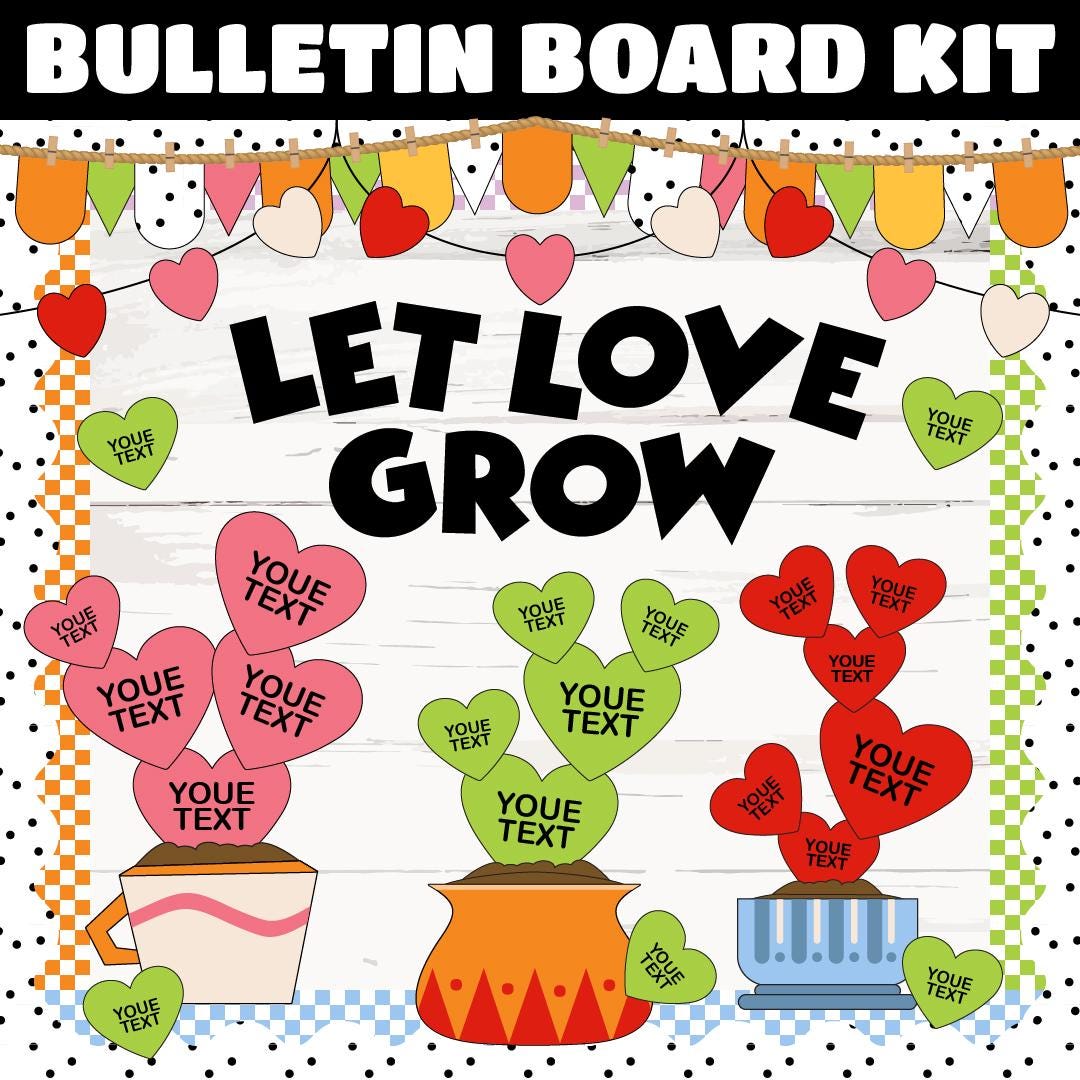 Let Love Grow Valentine's Decor Cactus Bulletin Board Kit February ...