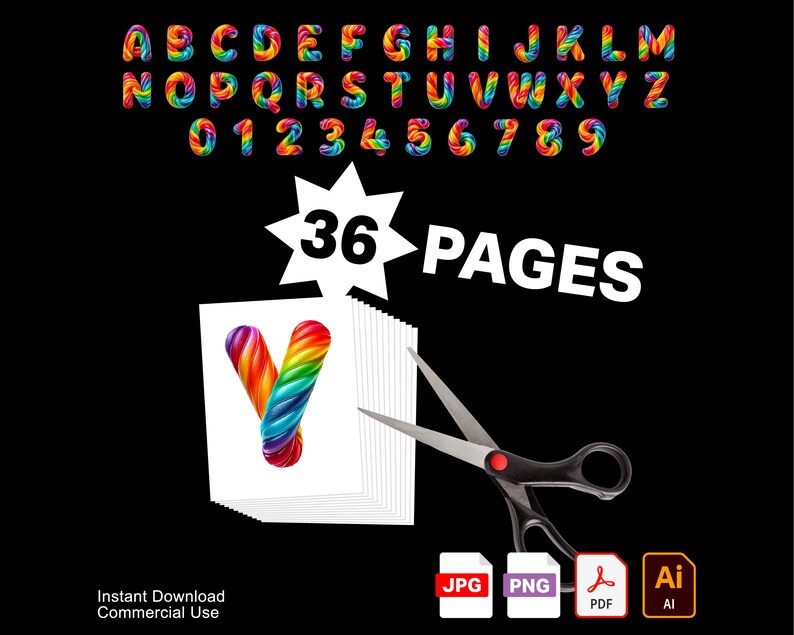 Lollipop Candy Letters Clipart Bulletin Board Letters and Numbers for ...