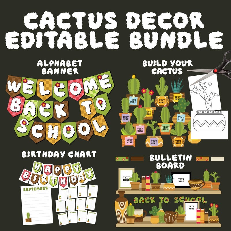 Cactus Classroom Decor - Etsy