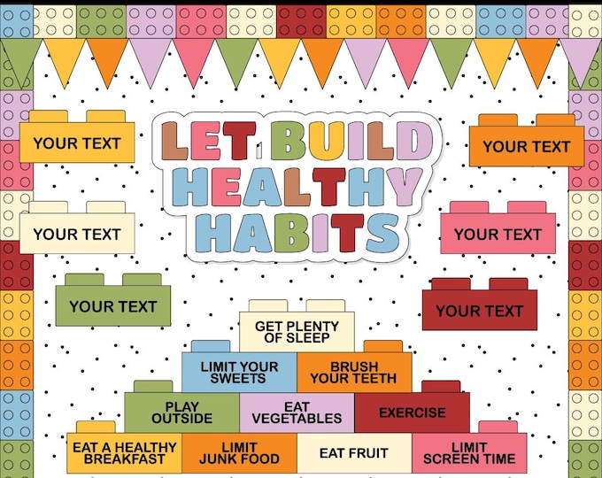 Let's Build Healthy Habits Bulletin Board Kit | School Nurse Health ...