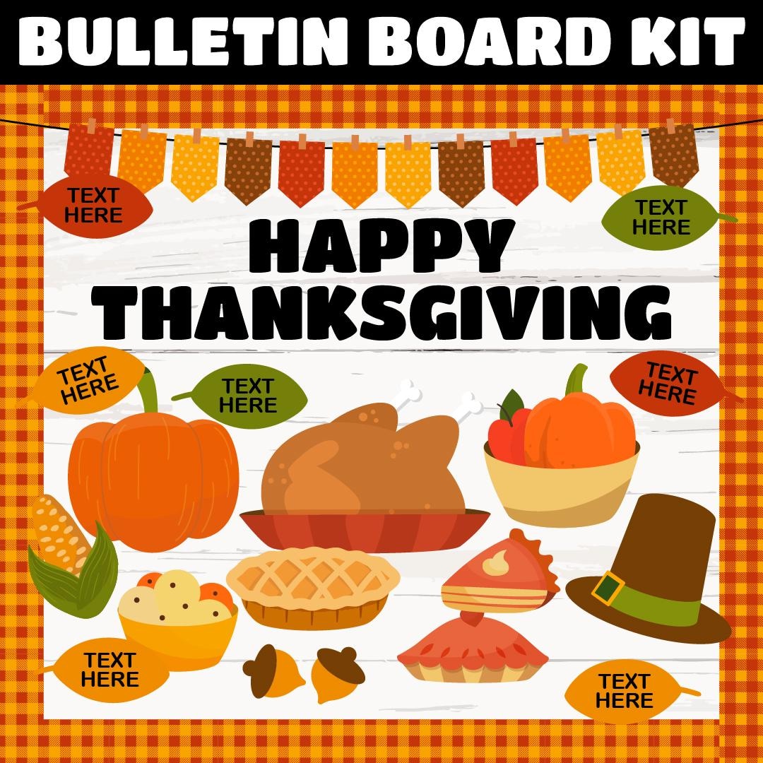 Happy Thanksgiving Bulletin Board Kit | Thanksgiving Classroom Decor ...