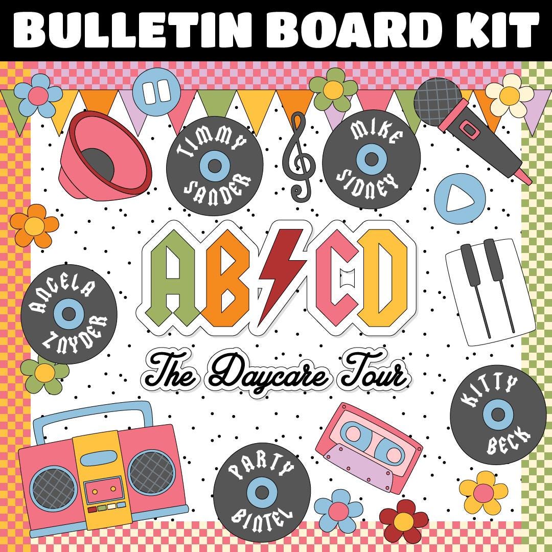 ABCD the Daycare Tour Bulletin Board Kit | Groovy Patel Retro | Back to ...