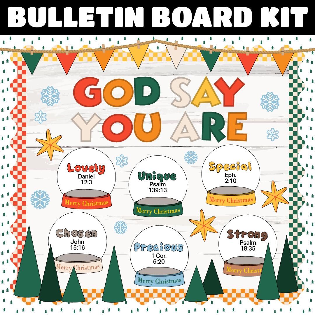 Christmas Snow Globe Bulletin Board Kit | God Says You Are | Christian ...