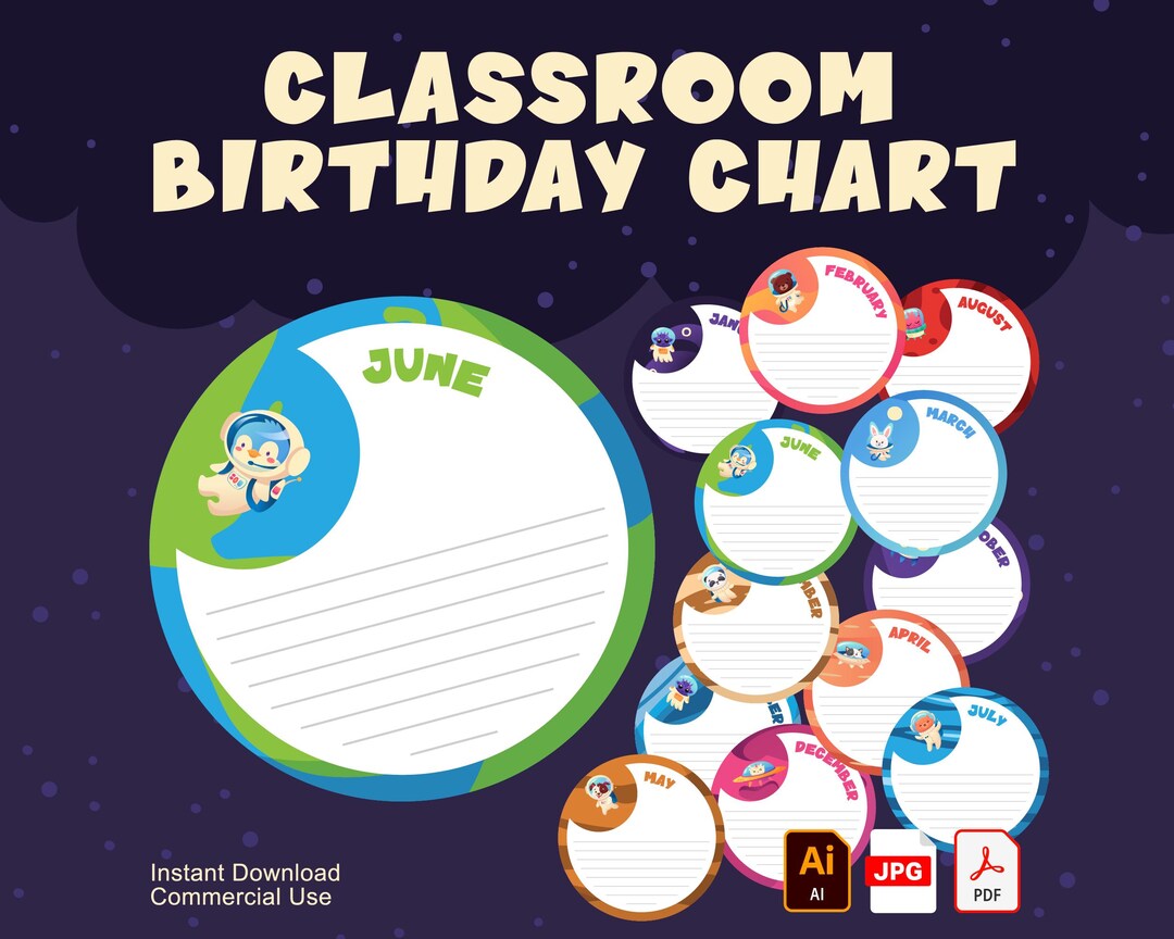 Space Classroom Birthday Chart, Space Classroom Decor Door Decor ...