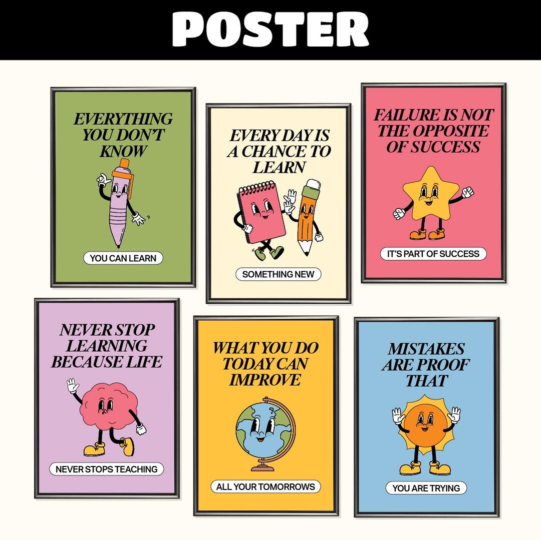 Retro Classroom Posters | Colorful Growth Mindset Posters for Classroom ...