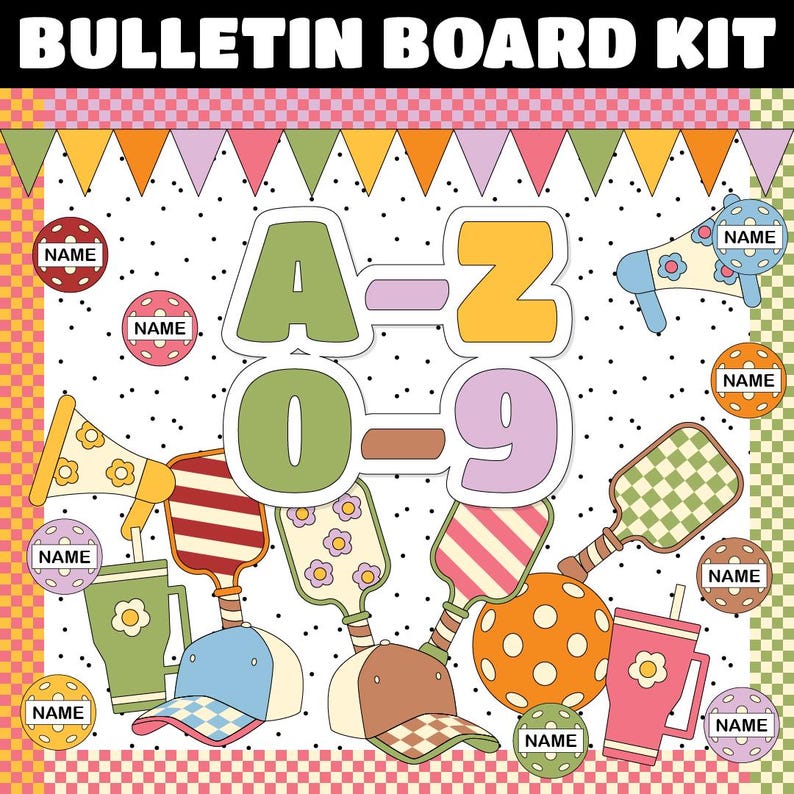 Pickleball Bulletin Board Kit | Pickleball Classroom Decor and Door ...