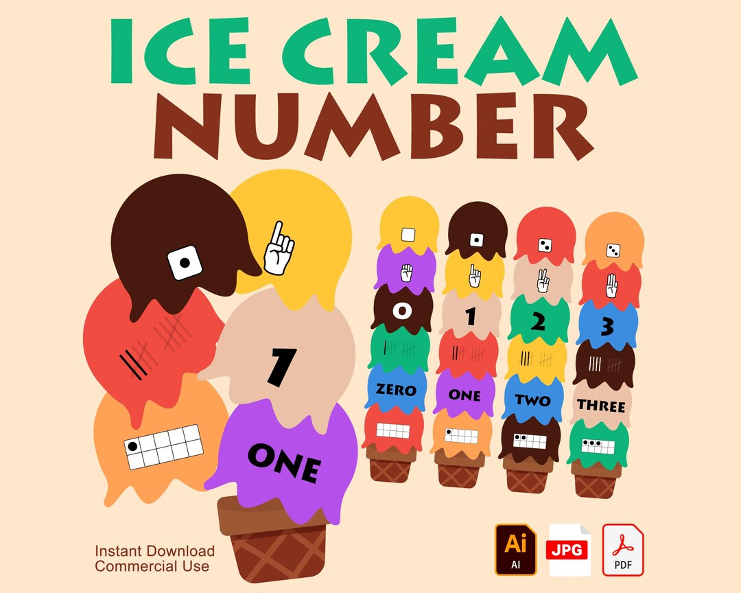 Ice Cream Math Number Matching | Ice Cream Classroom Decor and Door ...