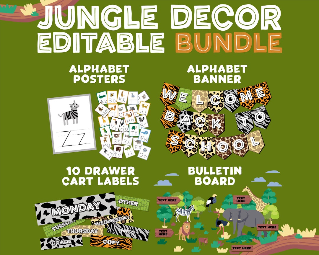 Safari Decor Editable Bundle | Safari Classroom Decor and Door Decor ...