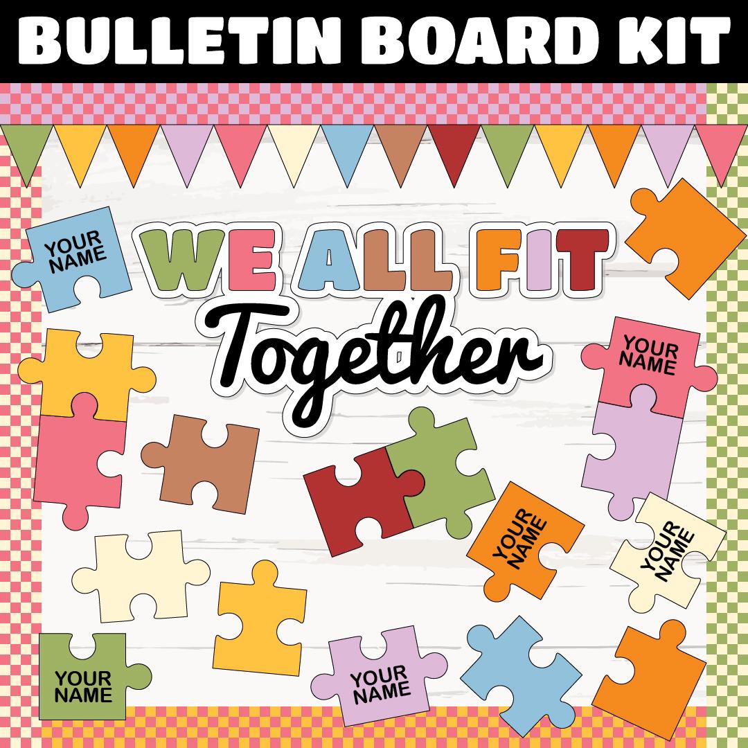 We All Fit Together Bulletin Board Kit | Puzzle Pieces Printable ...