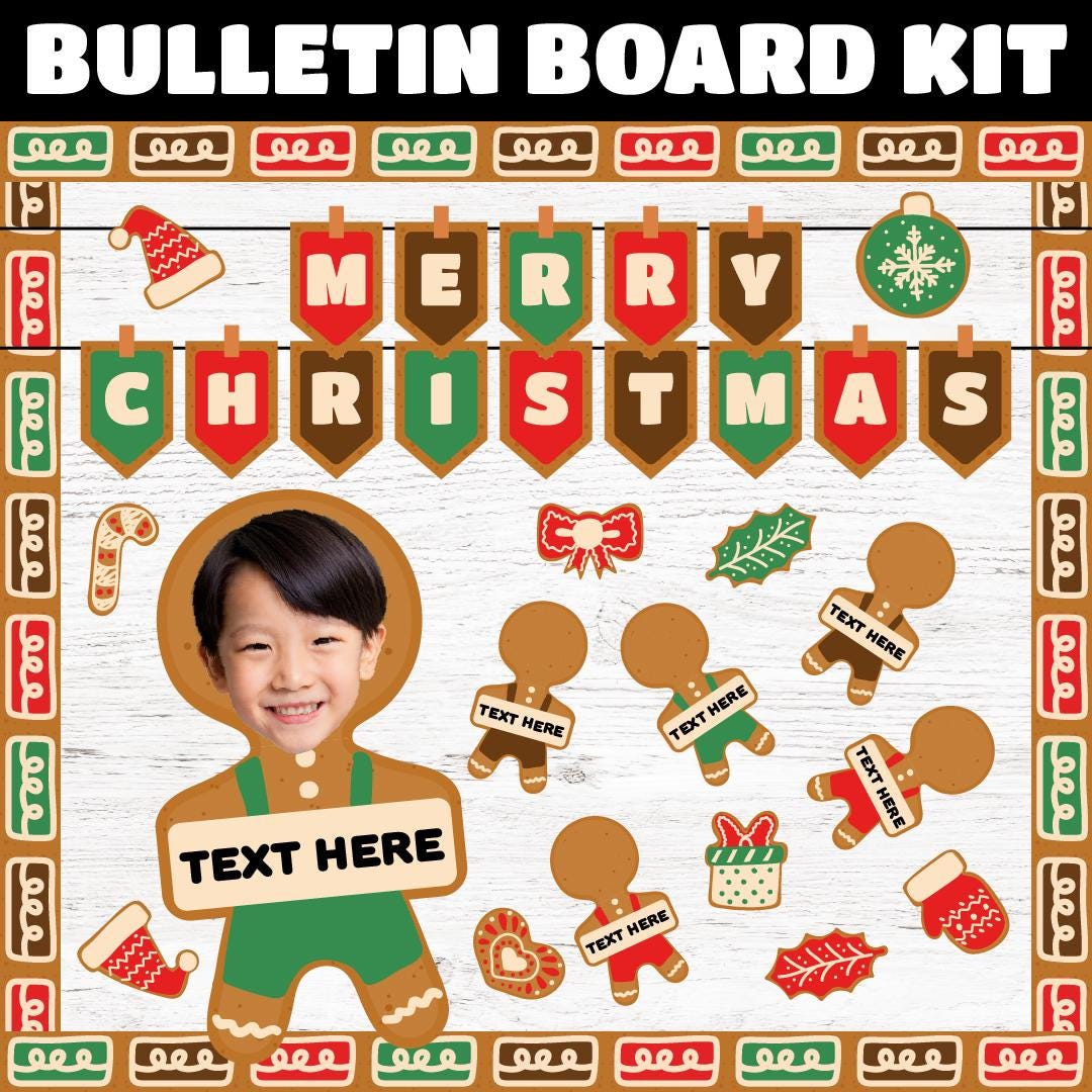 Gingerbread Bulletin Board Kit | Christmas Classroom Decor and Door ...