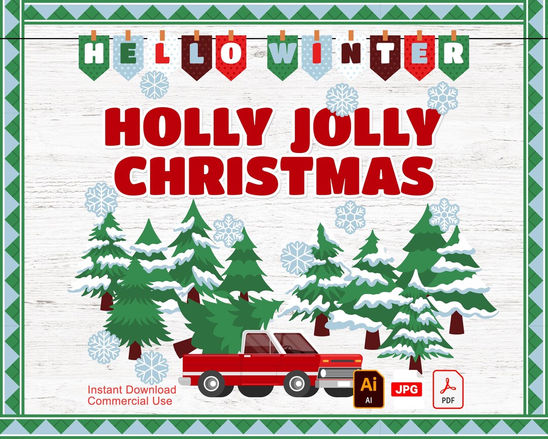 Christmas Tree Truck Bulletin Board Kit Christmas Classroom Decor and ...