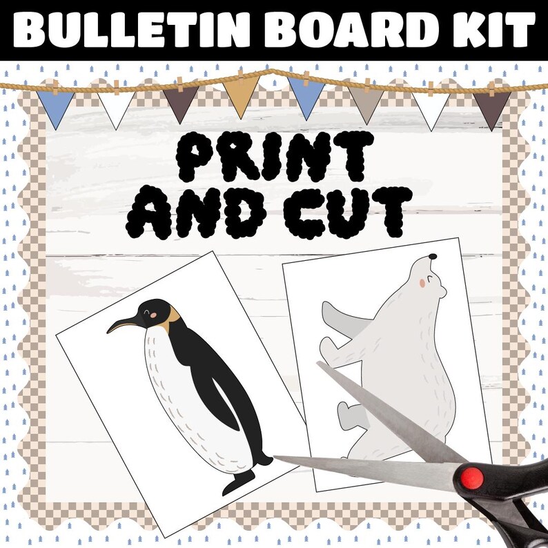 Winter Wonderland Bulletin Board Kit Arctic Animals Christmas Classroom ...