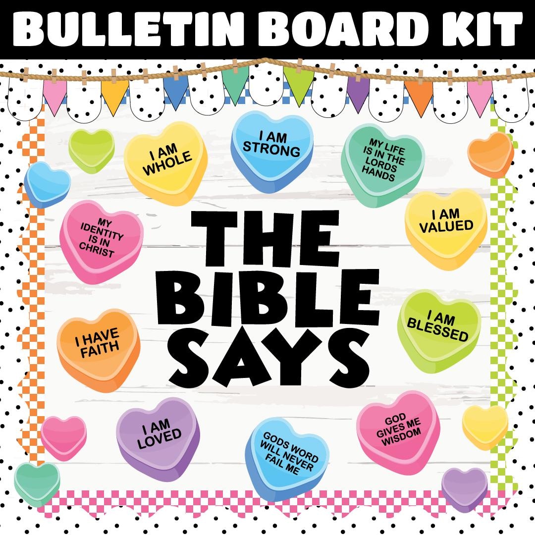 Biblical Affirmation Heart Bulletin Board Kit | Valentine's Day ...