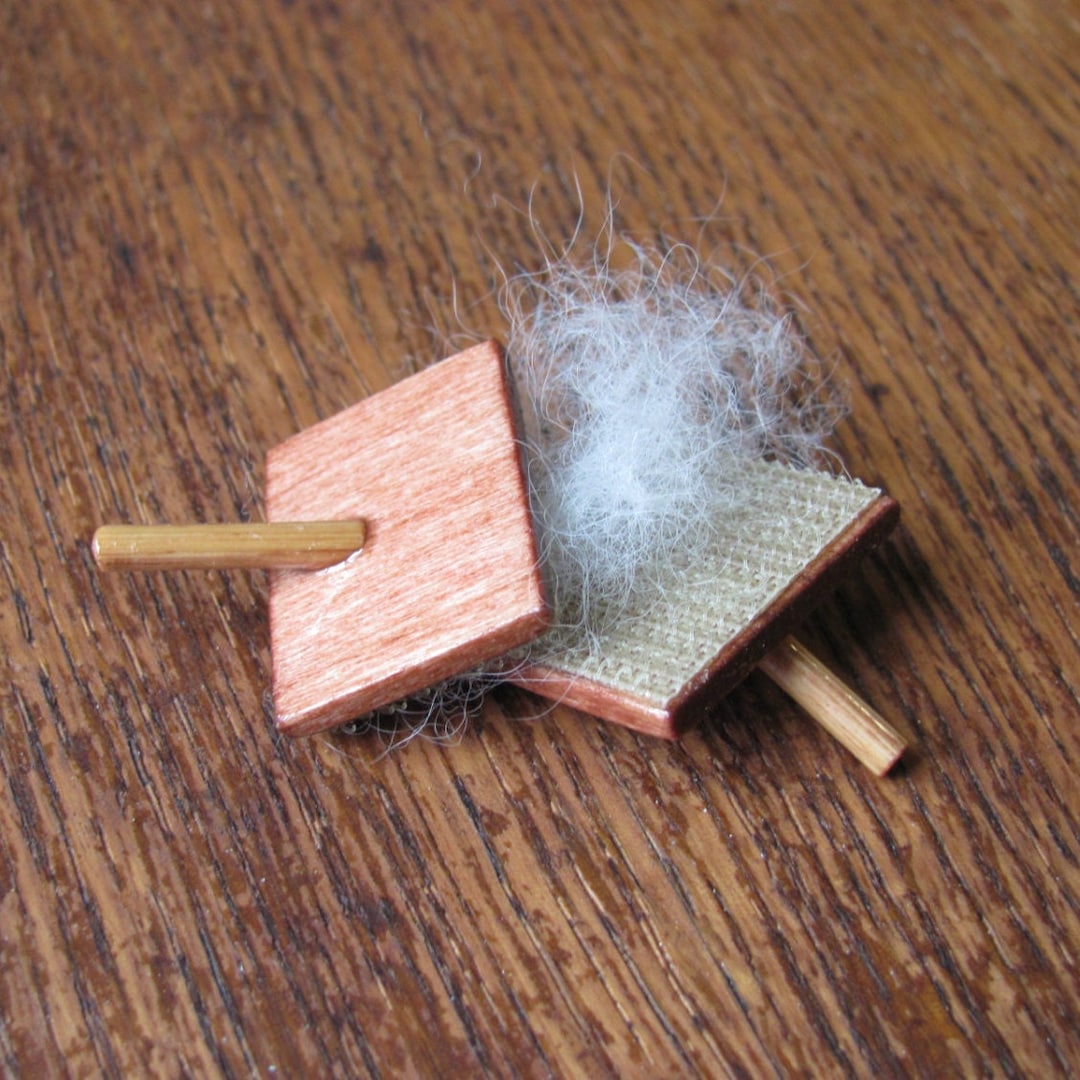 Wool Combs Fiber Hand Cards, Dollhouse Miniatures Artisan 1:12 Scale ...