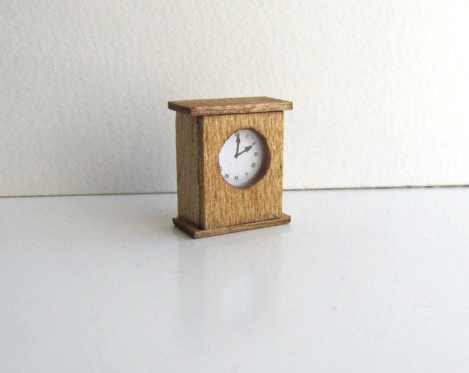 1:12 Dollhouse Miniature Clock, Shaker Desk Mantle Clock, Short Wood ...