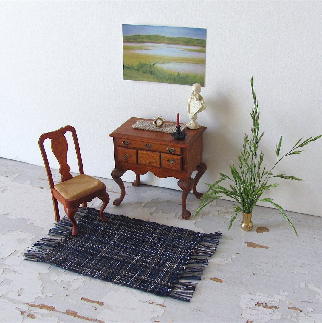 Dollhouse Miniature Rug, Artisan Handmade Woven 1/12 Scale Carpet, Doll ...