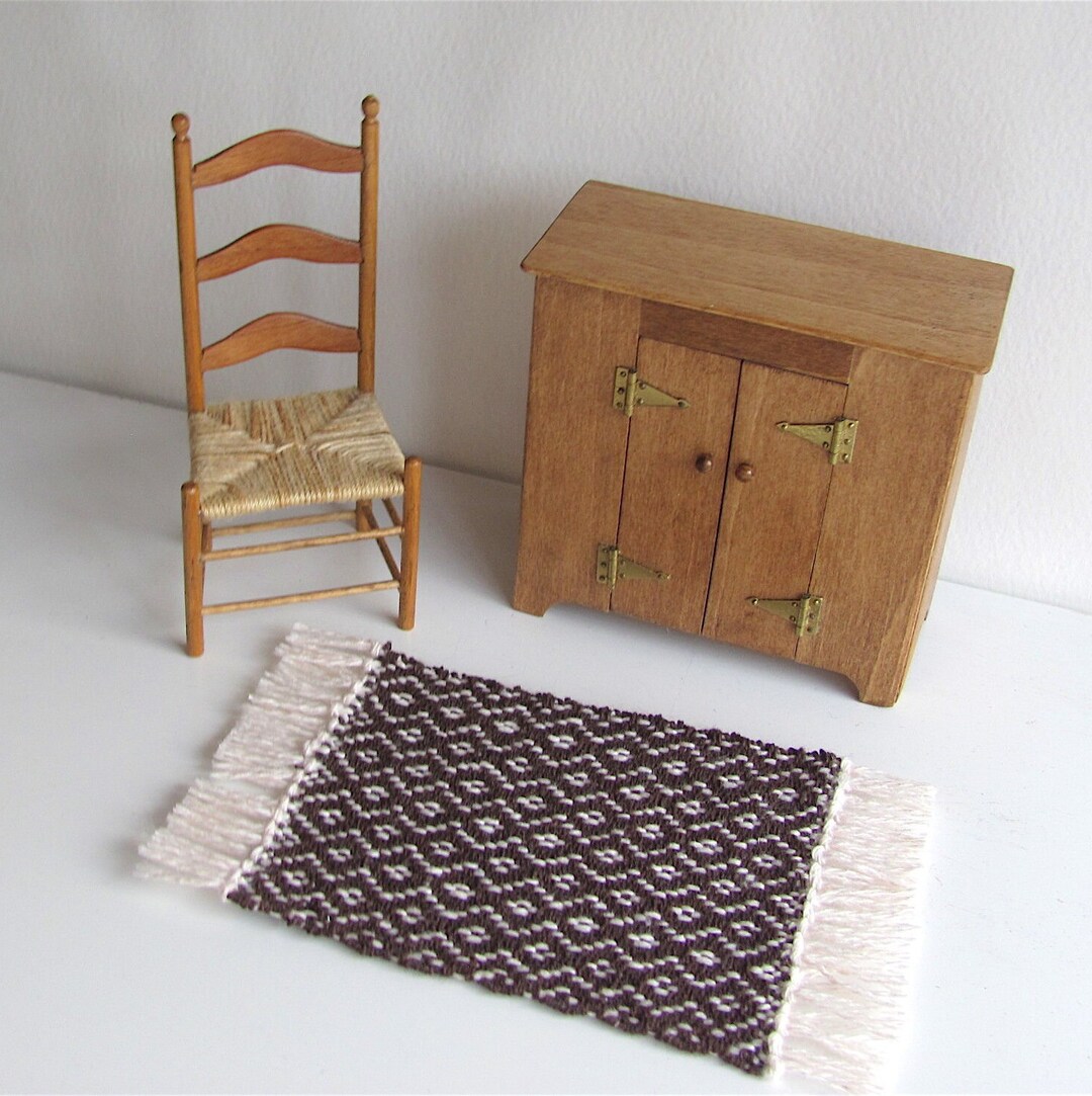 Small Dollhouse Miniature Rug, Carpet, 1:12 Artisan Handmade Hand Woven ...