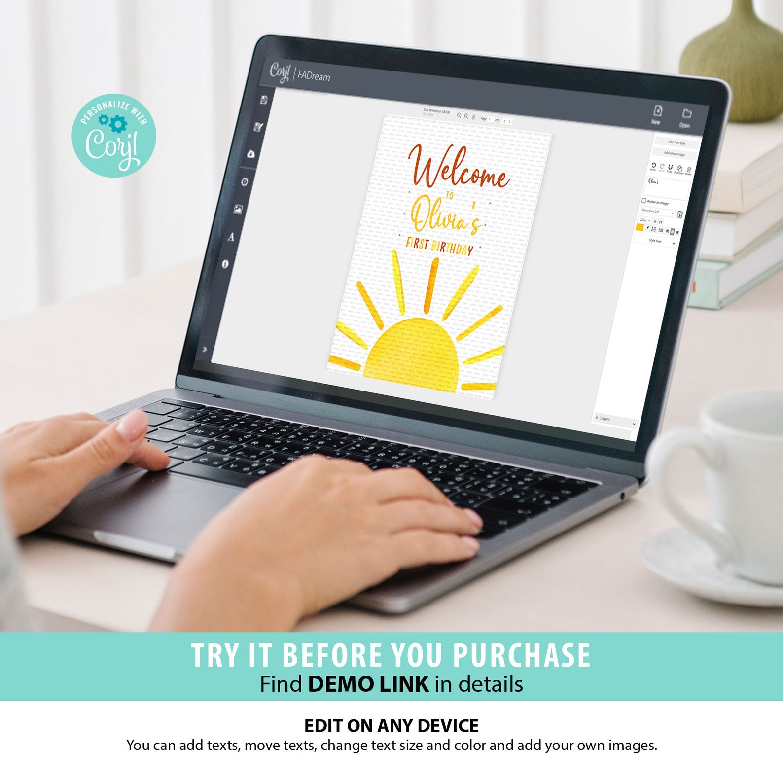 Editable Sun Welcome Sign, Sun Birthday Welcome Sign Template Printable ...