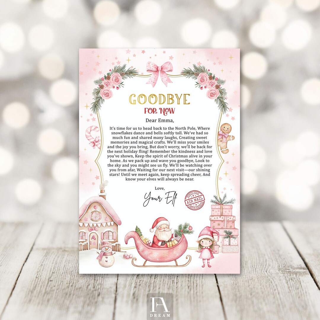Editable Girl Elf Goodbye Letter | Departure Note From Your Elf ...