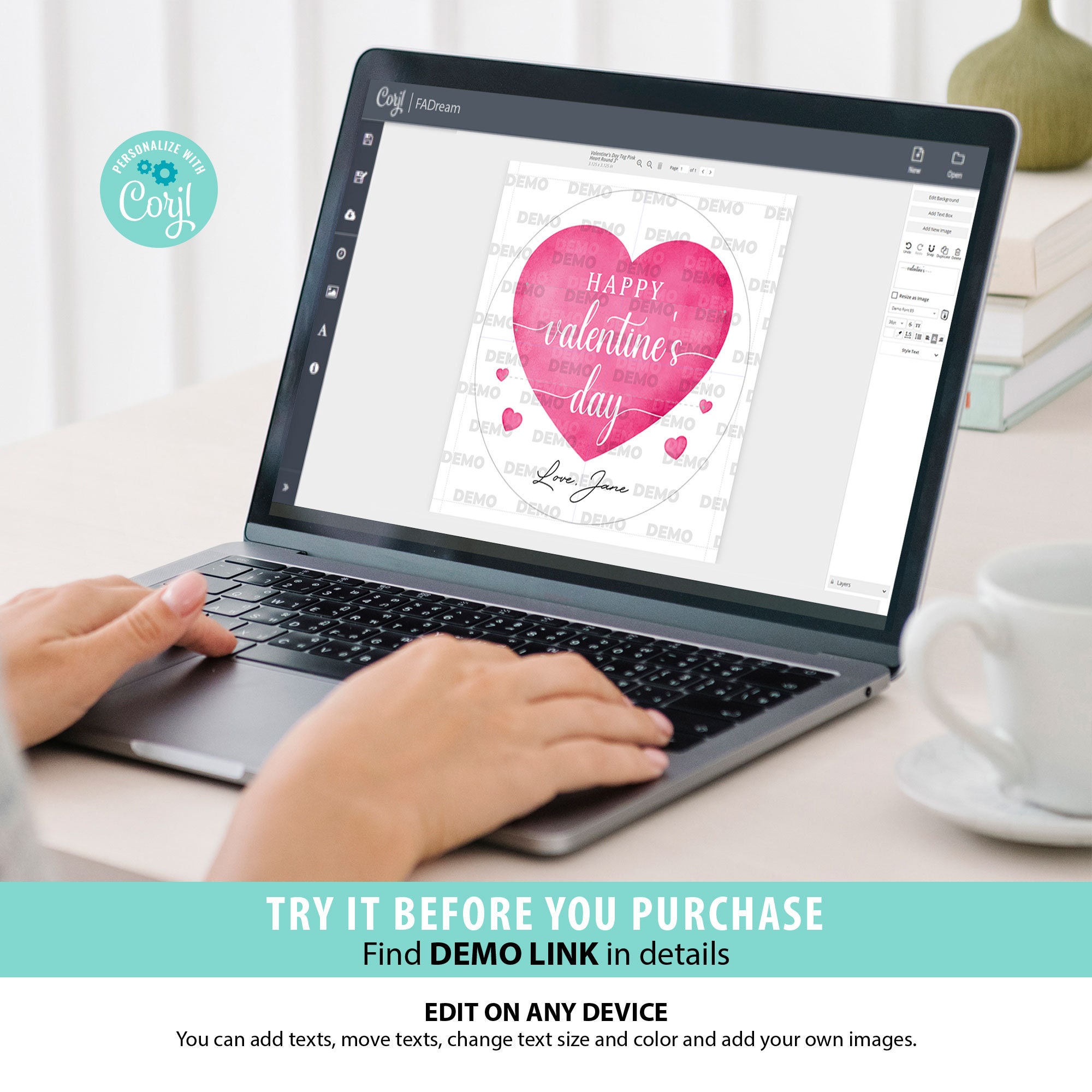 Editable Happy Valentine's Day Tag. Happy Valentine's Label, Valentine ...