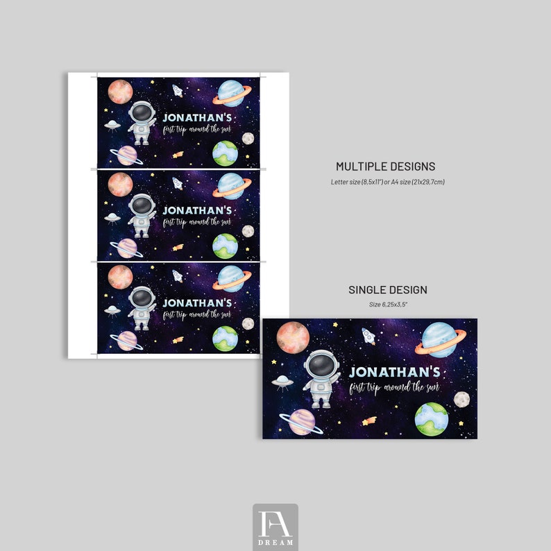 Editable Space Gable Box Label Template Outer Space Girl First - Etsy