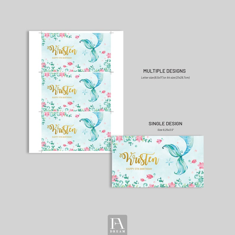 Mermaid Gable Box Label Template, Under the Sea Birthday Favor (digital ...