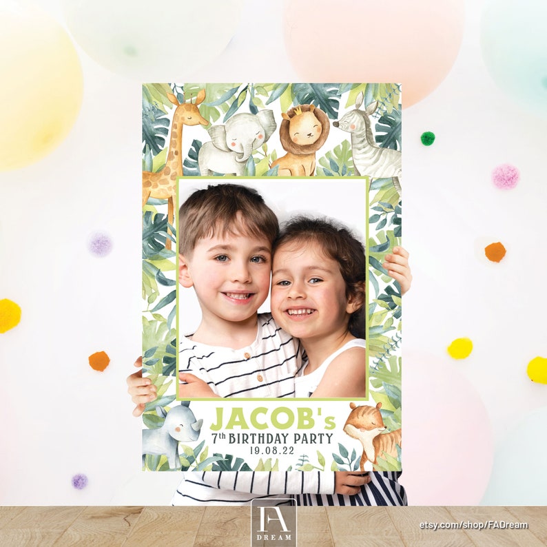 Safari Party Animals Birthday Photo Booth Sign Frame Safari | Etsy