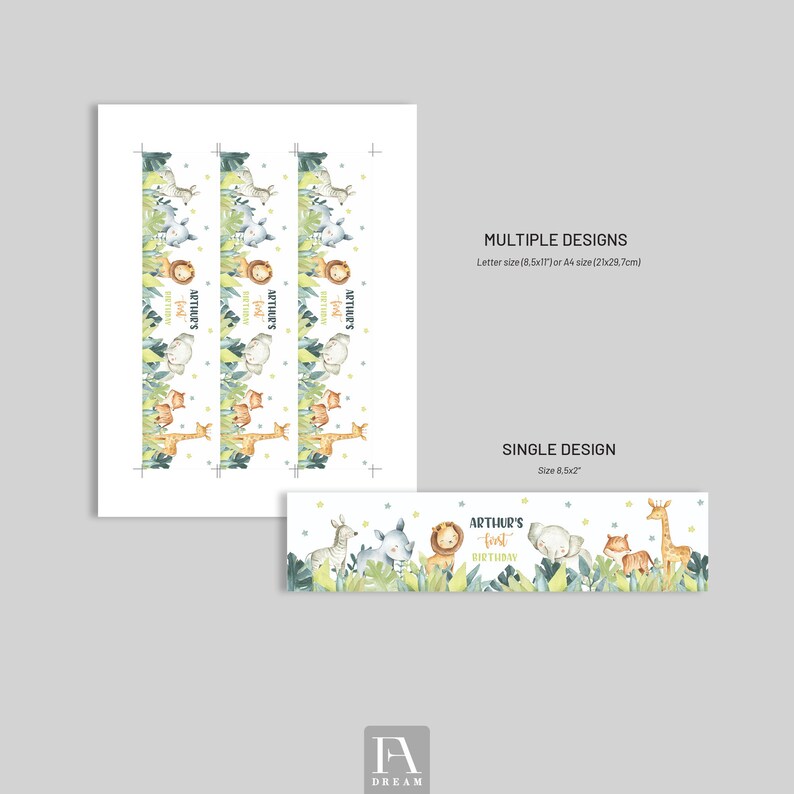 Editable Safari Water Bottle Label Template Safari Wild - Etsy