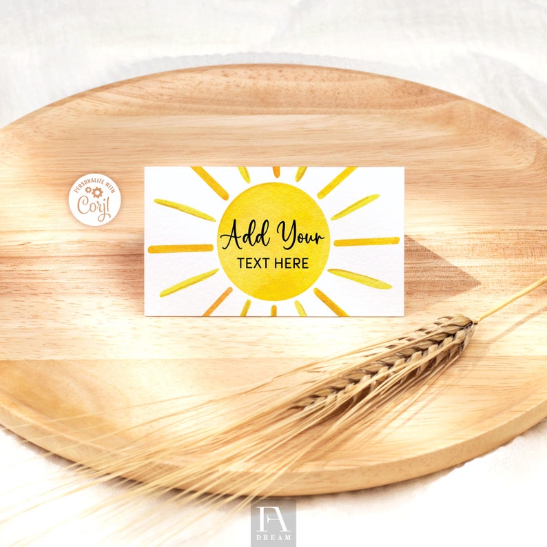 Editable Sunshine Food Label Template Sun First 1st Birthday Party ...
