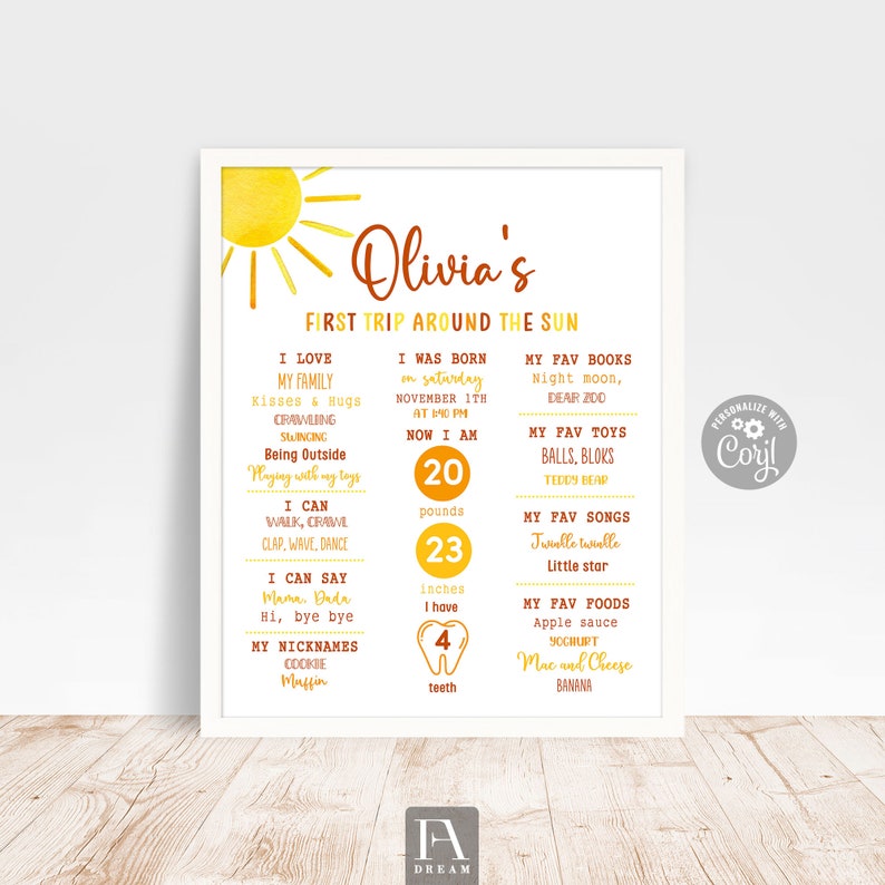 Editable Sun 1st Birthday Milestone Sign Sunshine Milestone - Etsy