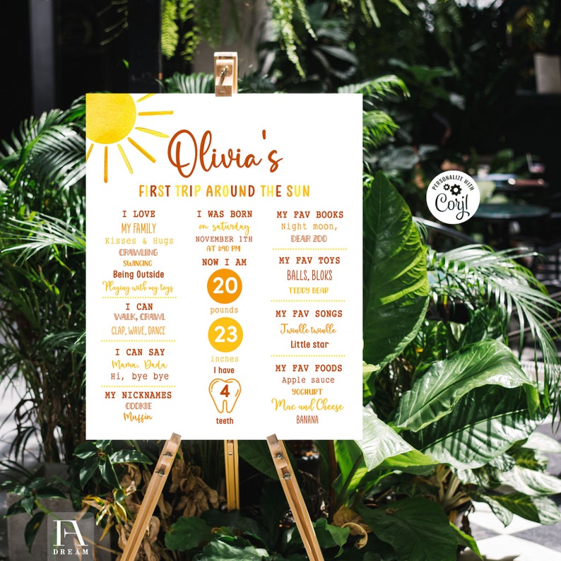 Editable Sun 1st Birthday Milestone Sign Sunshine Milestone - Etsy