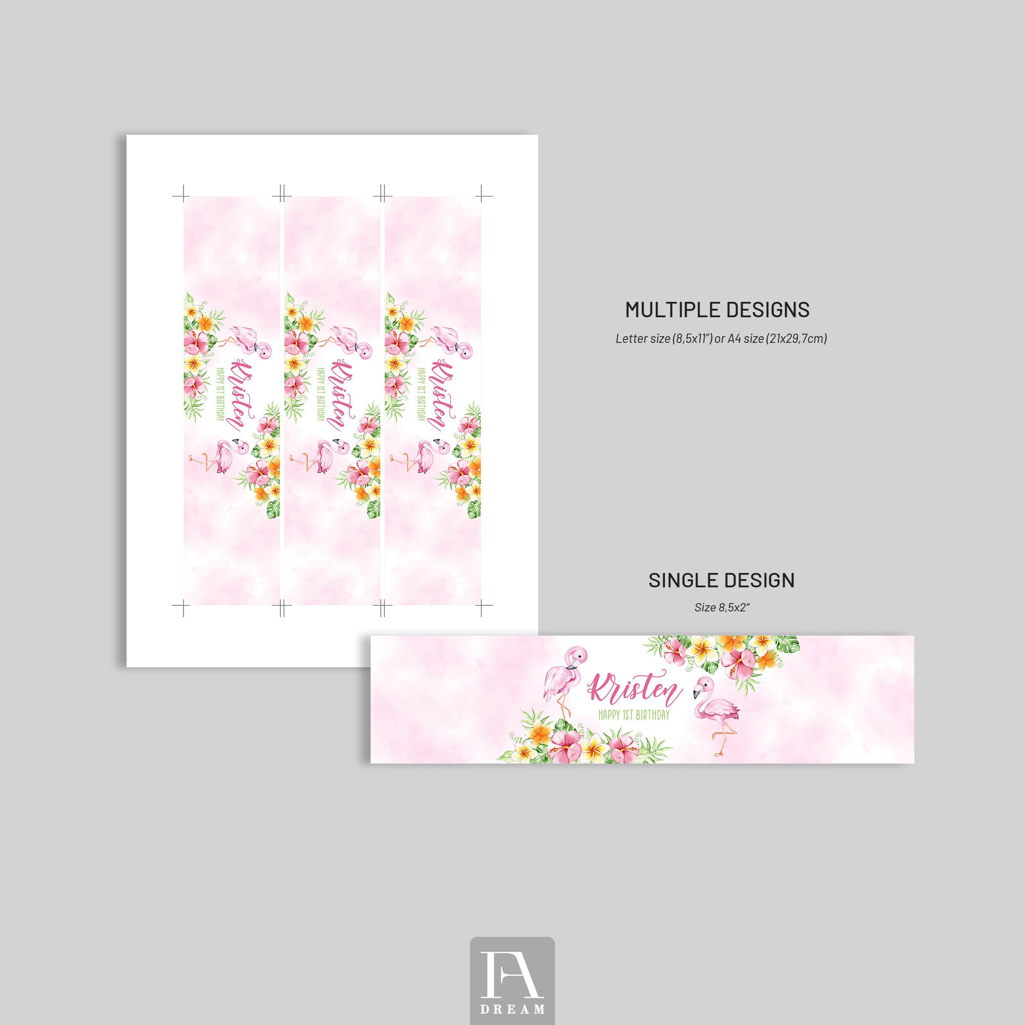 Editable Flamingo Water Bottle Label Template, Flamingo Summer Birthday ...