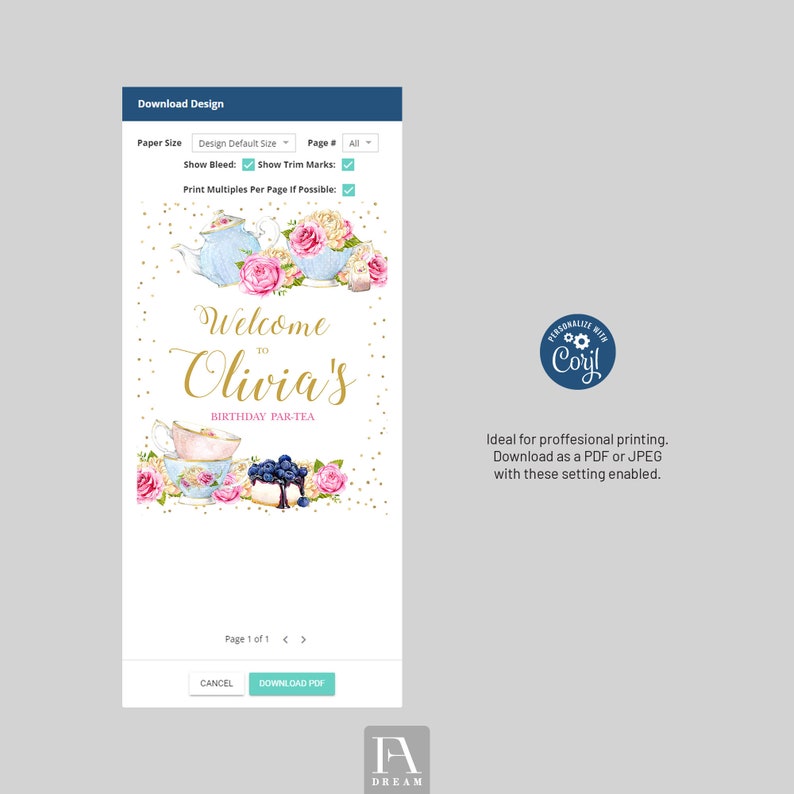 Editable Tea Party Welcome Sign Tea Party Theme Birthday - Etsy