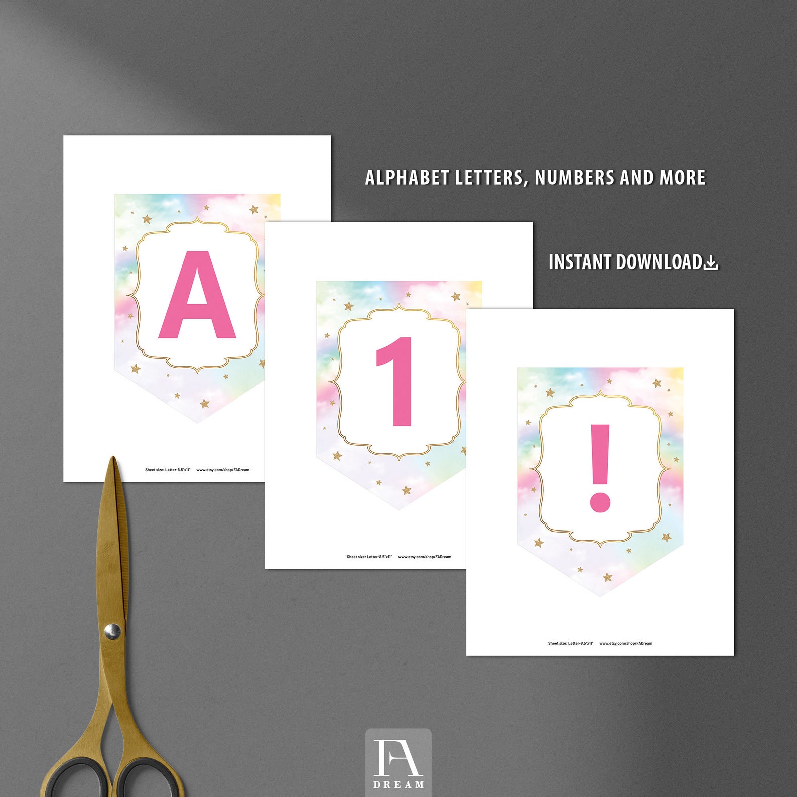 Unicorn Alphabet A-Z Numbers Symbols Banner Unicorn Rainbow - Etsy