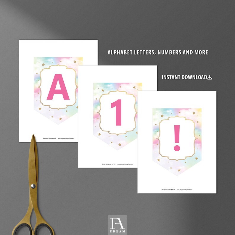 Unicorn Alphabet A-Z Numbers Symbols Banner Unicorn Rainbow - Etsy