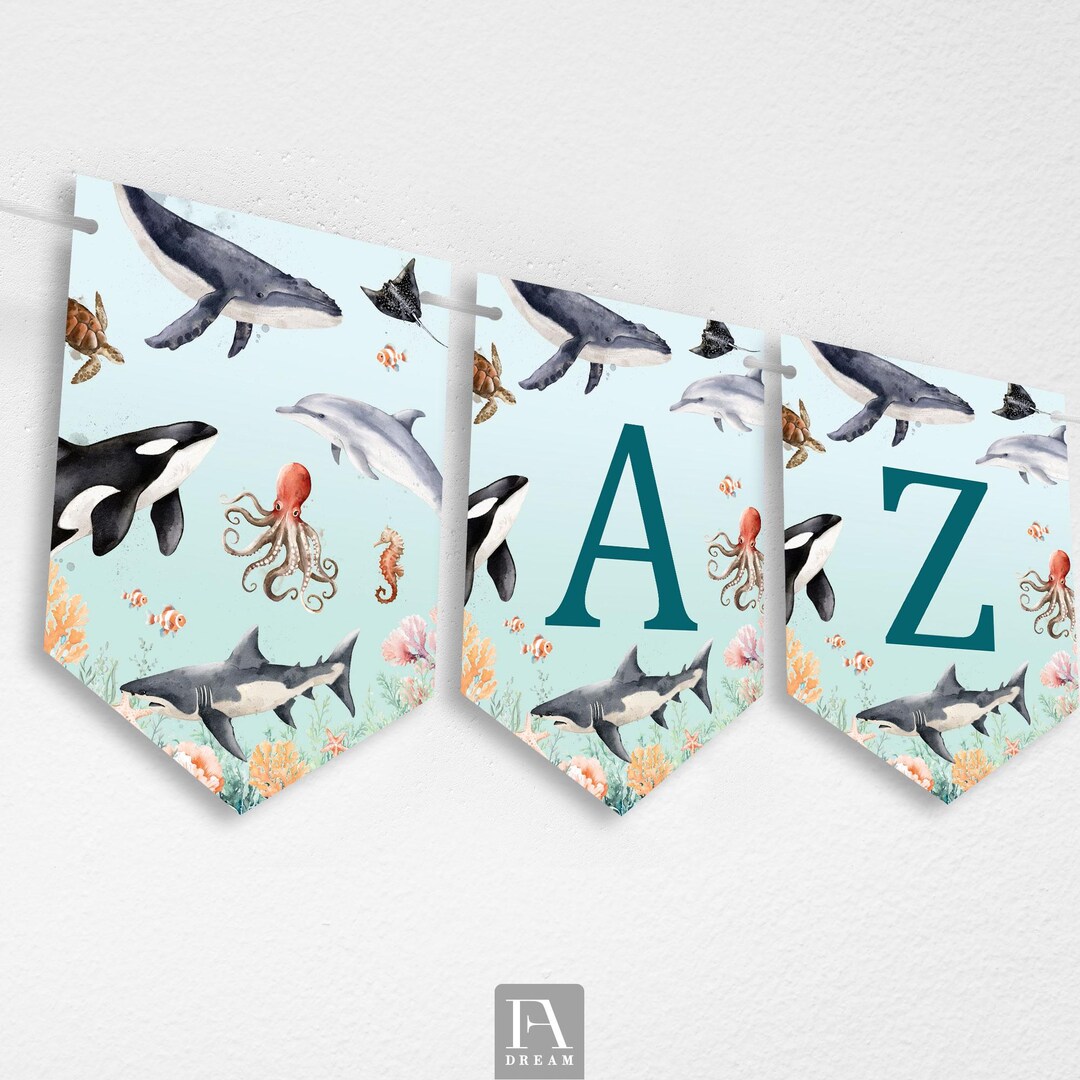 Under the Sea A-Z Banner, Editable Ocean Theme Alphabet Bunting ...