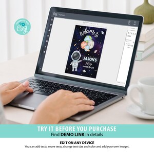 Editable Space Welcome Sign Template, Outer Space First Trip Boy Party ...