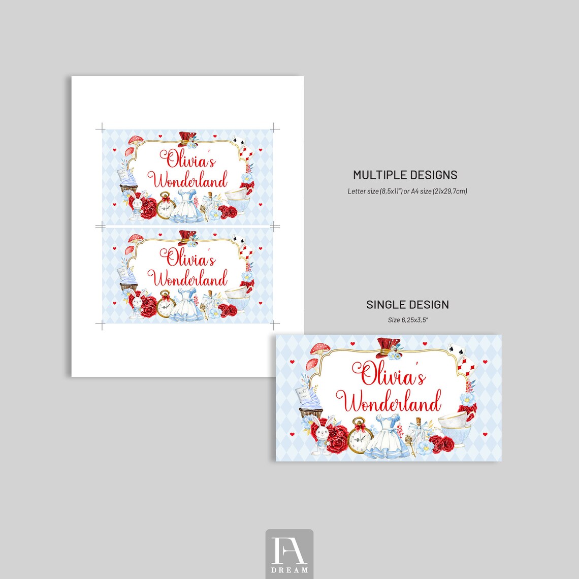 Editable Alice Gable Box Label Template Alice in Wonderland - Etsy