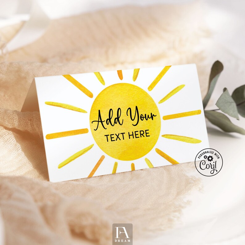 Editable Sunshine Food Label Template Sun First 1st Birthday Party ...