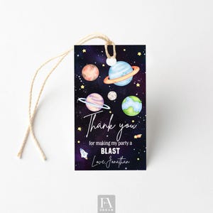 Editable Space Favor Tag Template, Outer Space First Trip Around the ...