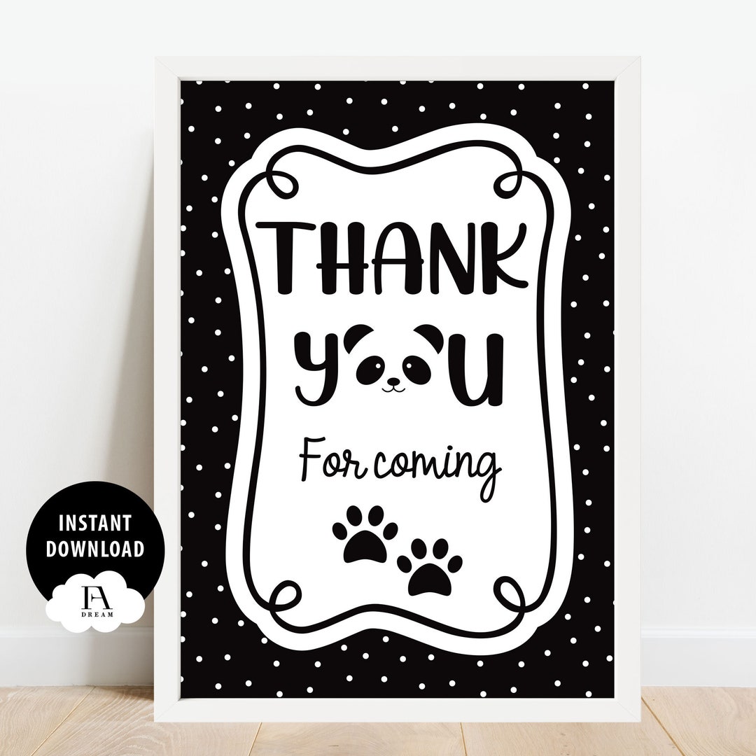 Panda Thank You Sign, Panda Party Decors, Panda Party Signs, Birthday ...