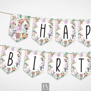 Safari Jungle Banner, Wild Party Animal Bunting, Custom Jungle Garland ...