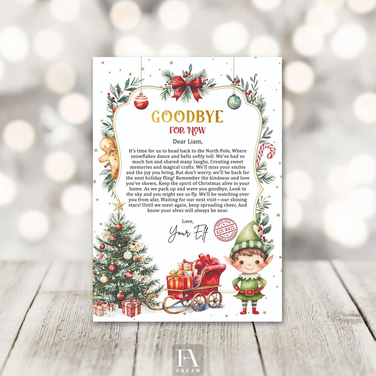 Editable Boy Elf Goodbye Letter | Departure Note From Your Elf ...