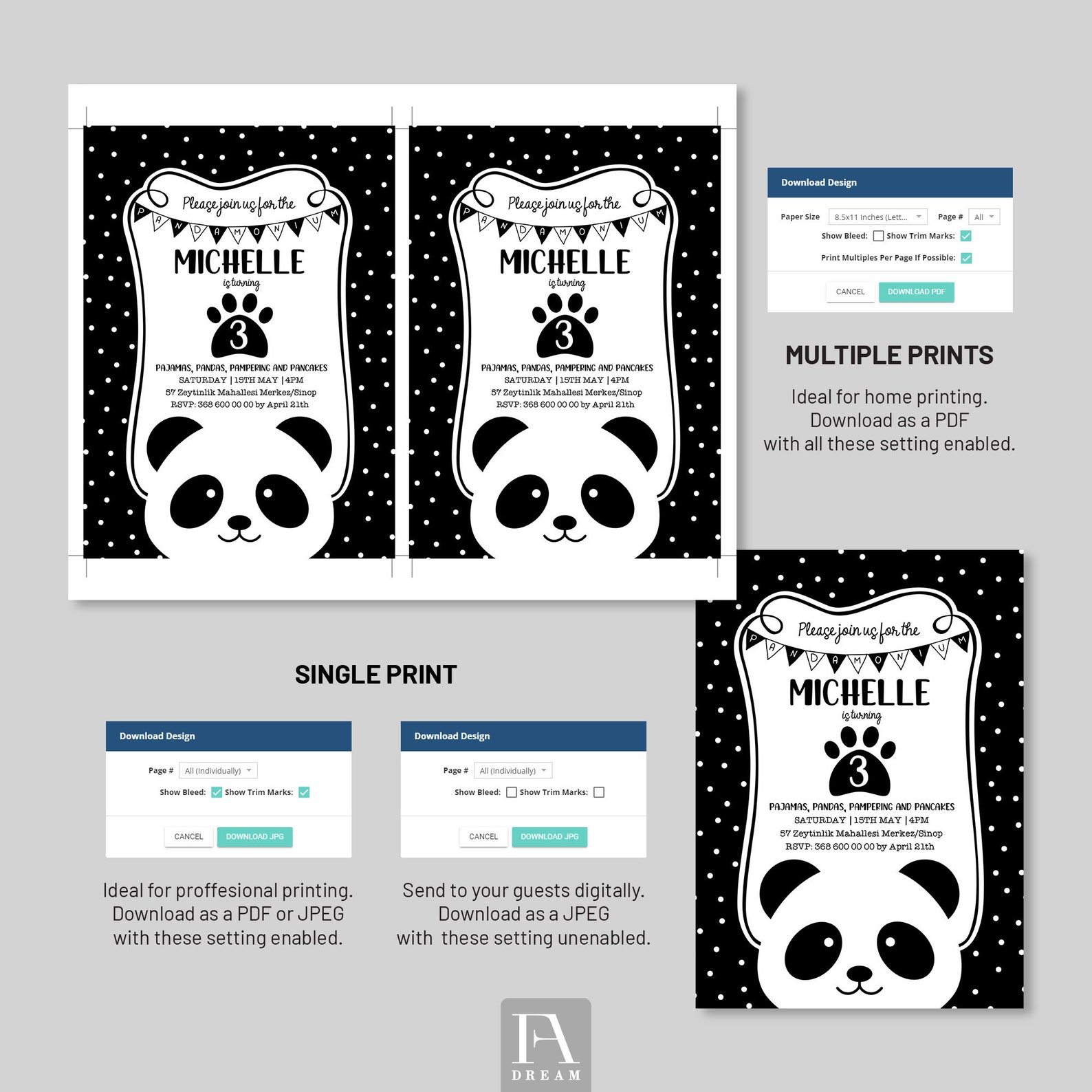 Panda Invitation Panda Birthday Invite Panda Party Decor - Etsy