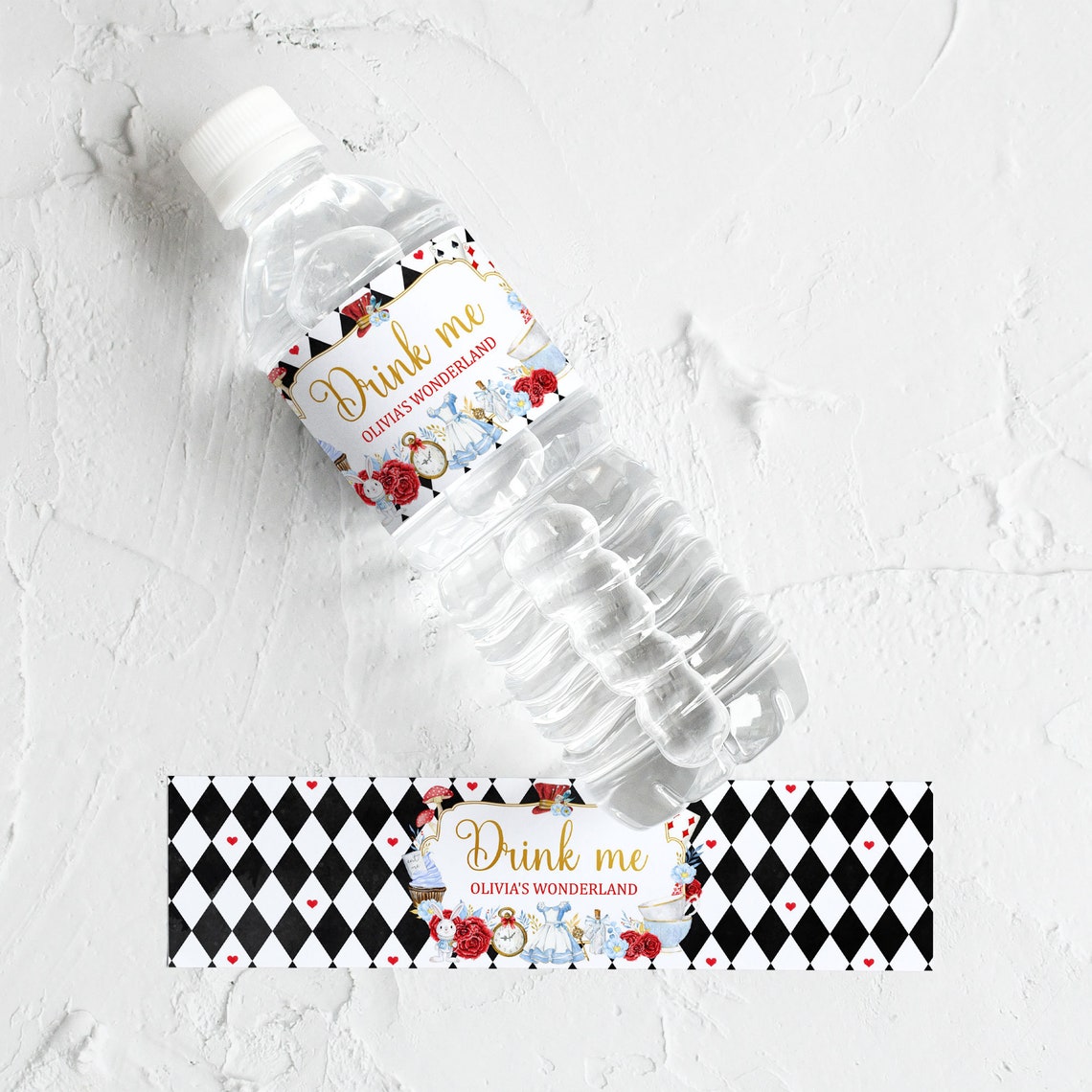 Editable Alice Water Bottle Label Template Alice in Wonderland - Etsy