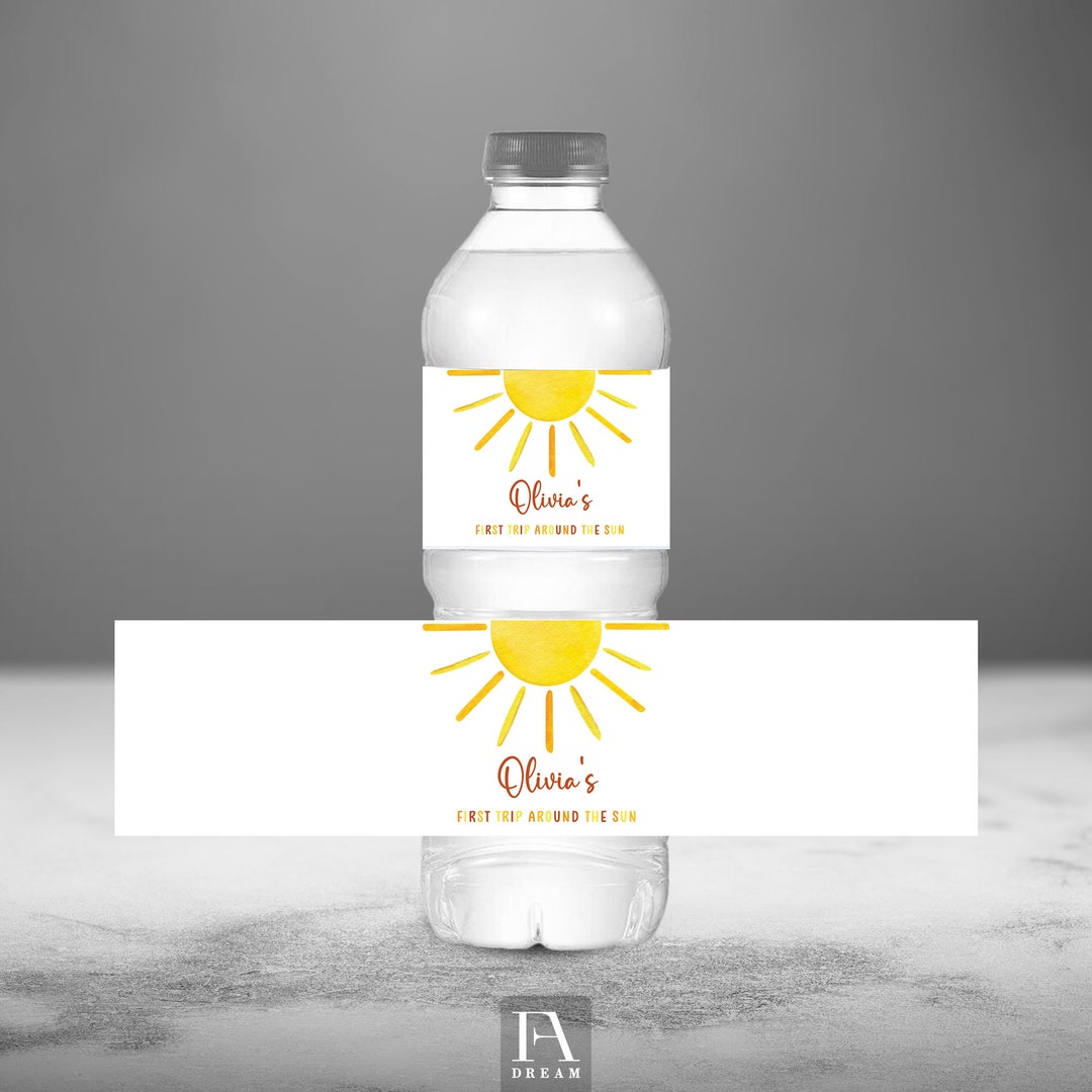 Editable Sun Water Bottle Label Template Little Sunshine Girl First 1st ...